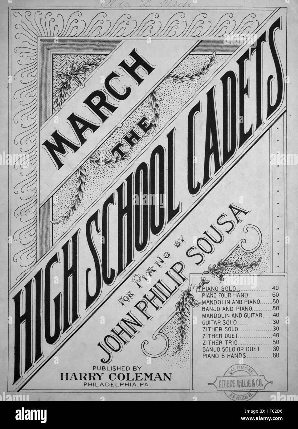 Sheet music cover image of the song 'March The High School Cadets ...