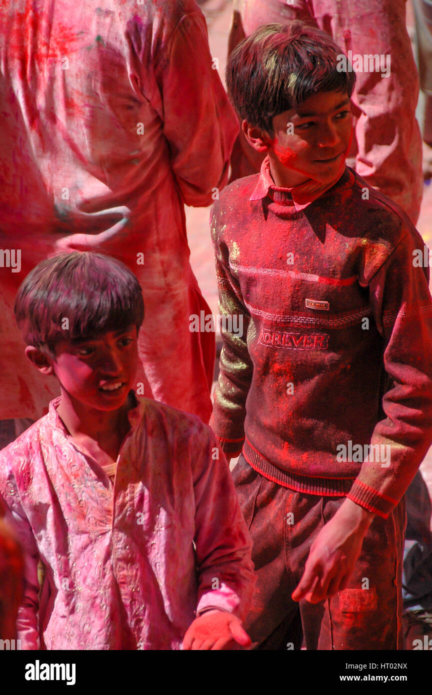 Hindu community celebrates Holi, the festival of coloures Stock Photo ...
