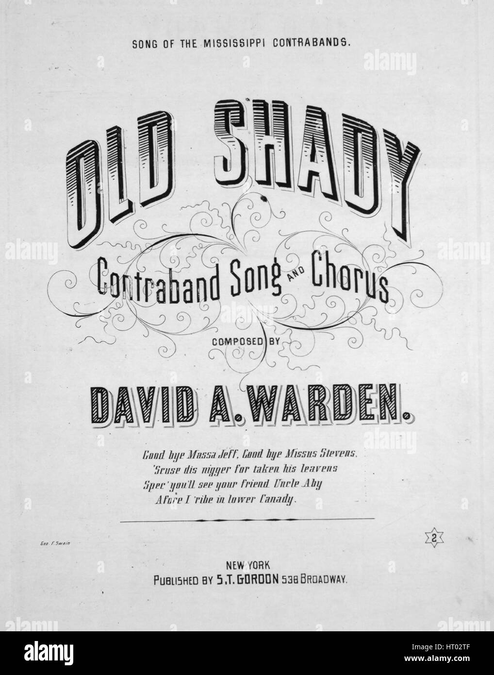 Sheet music cover image of the song 'Old Shady Contraband Song and ...