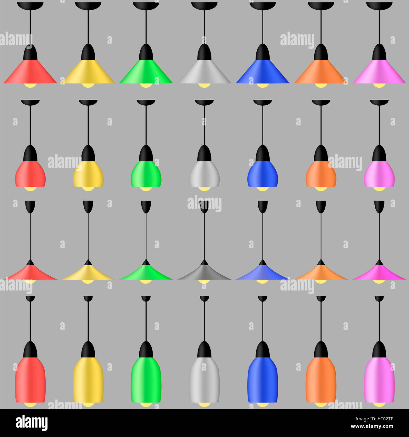 Set of Colored Lamps Isolated on Grey Background Stock Photo - Alamy