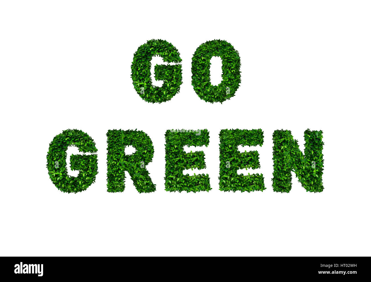Go Green, used by green leafs on white background Stock Photo - Alamy