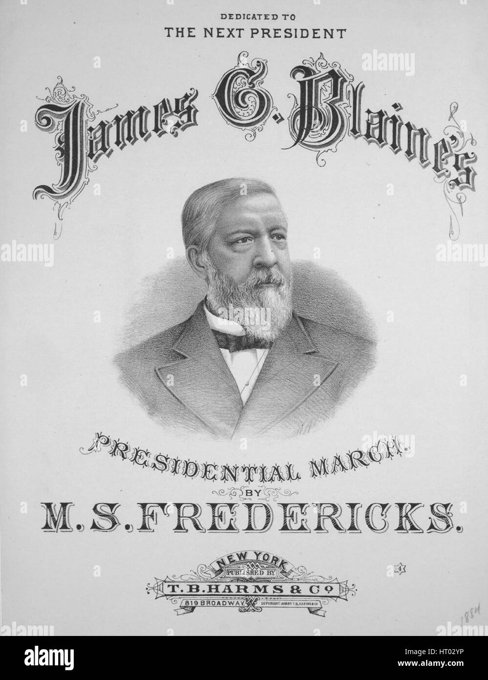 Sheet music cover image of the song 'James G Blaine's Presidential ...