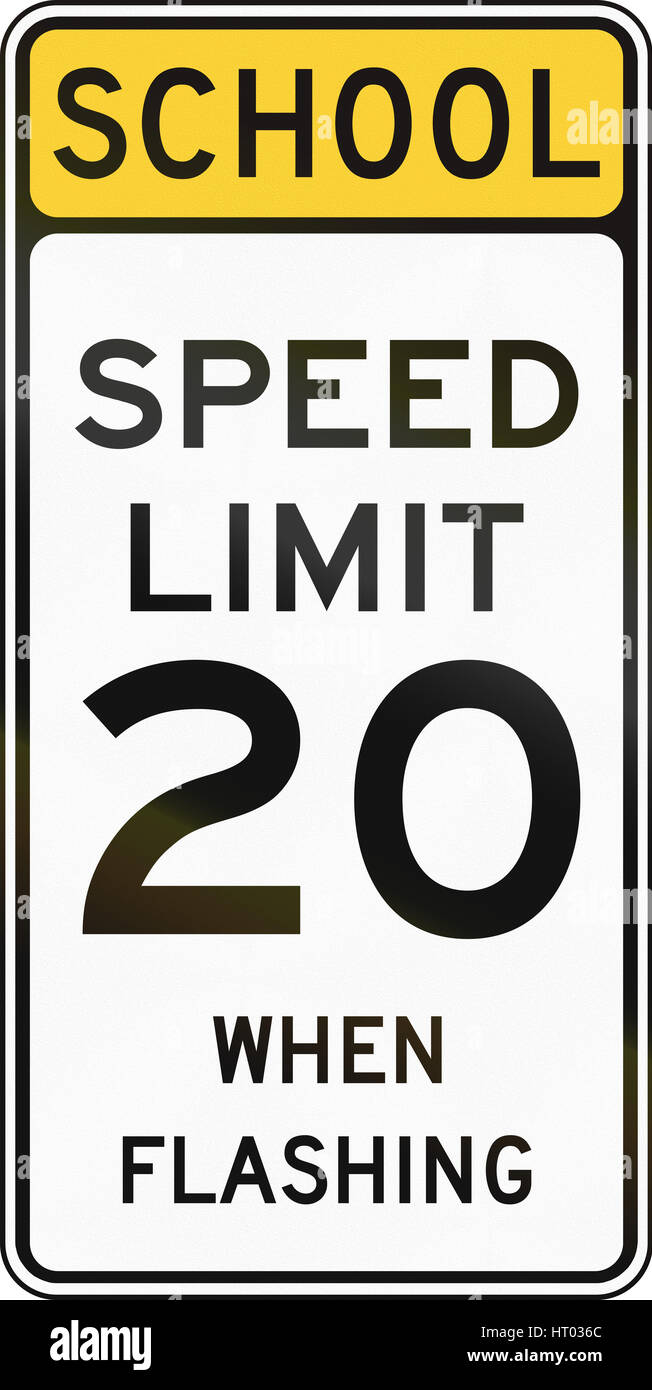 United States MUTCD school zone road warning sign - Speed limit Stock ...