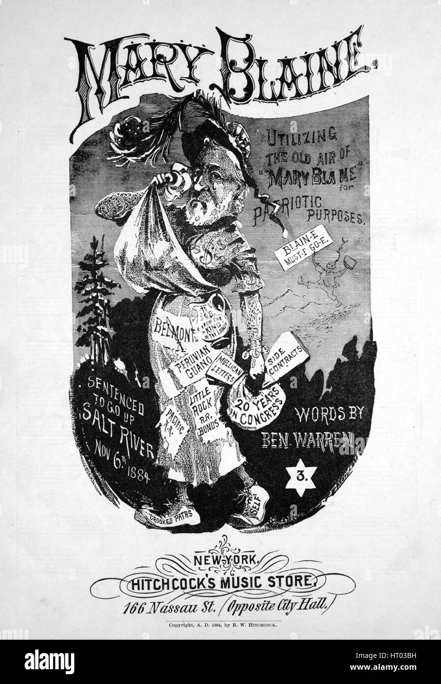 Sheet music cover image of the song 'Mary Blaine', with original ...