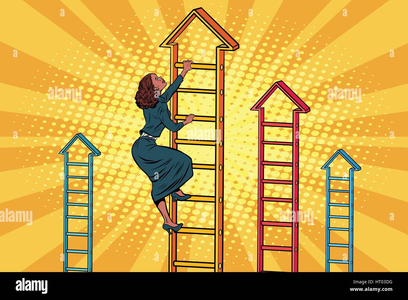Career Ladder Clip Art Woman Asian Businesswoman Runs Up The Career