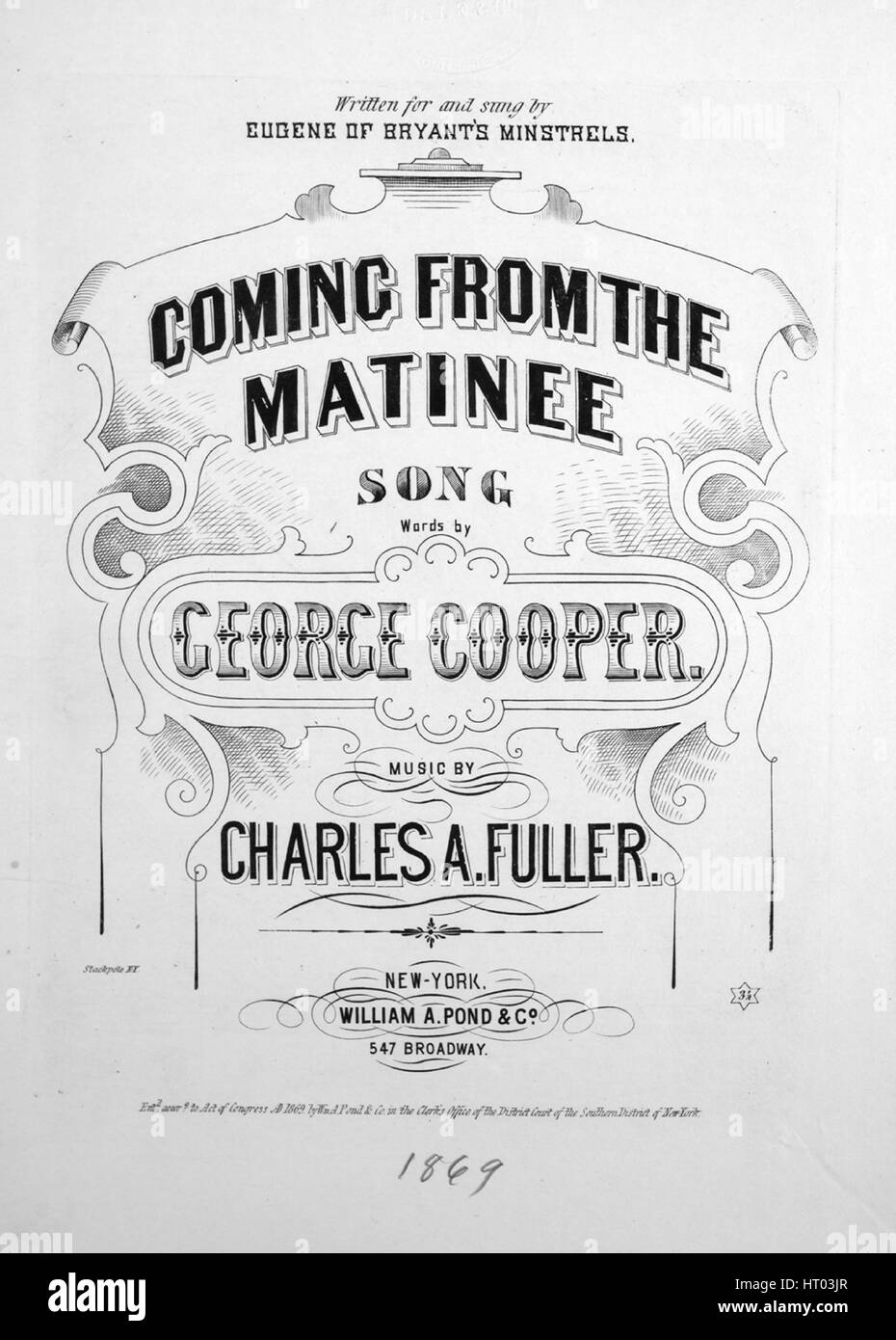 Sheet music cover image of the song 'Coming From the Matinee Song ...