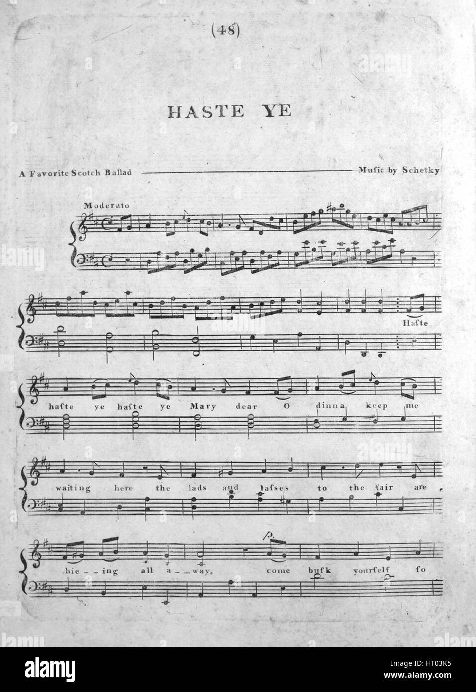 Sheet music cover image of the song 'Haste Ye A Favorite Scotch Ballad ...