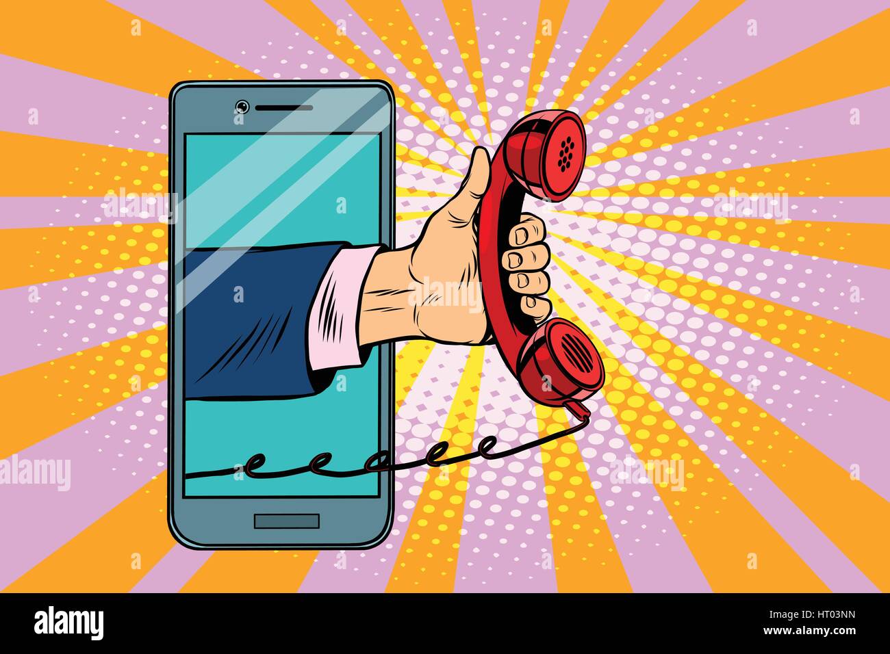 Hand retro mobile phone Stock Vector Images - Alamy