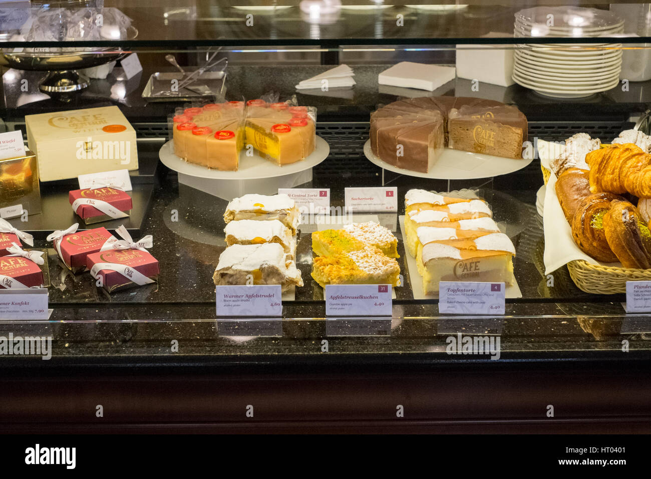 Cakes on display at Café Central a Historic Viennese café on ...
