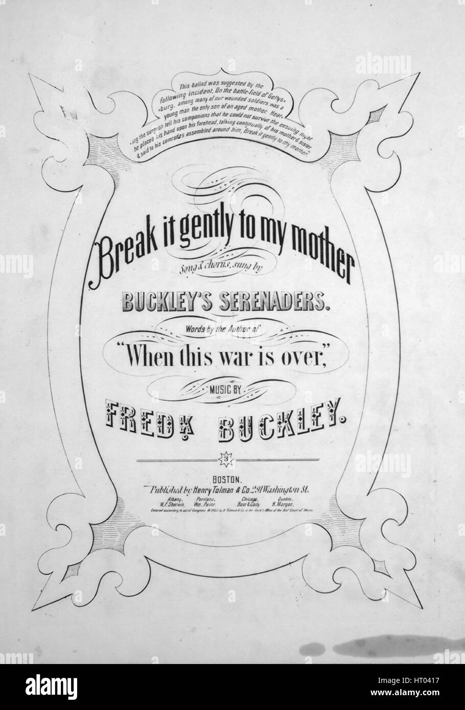 Sheet music cover image of the song 'Break it Gently to My Mother Song ...
