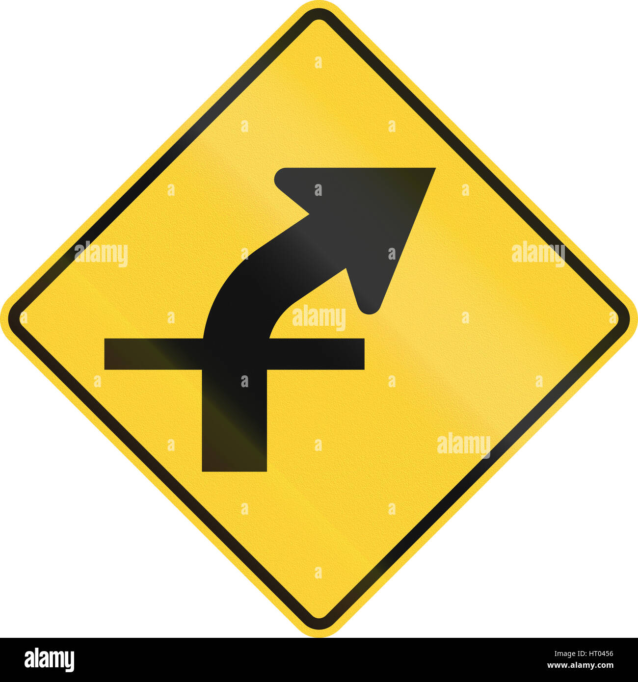 United States MUTCD warning road sign - Intersection in curve Stock ...