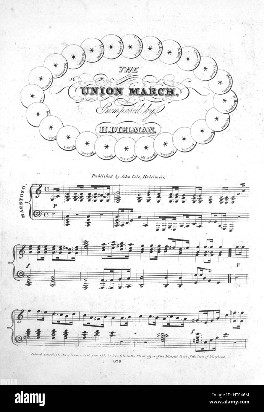 Sheet music cover image of the song 'The Union March', with original ...
