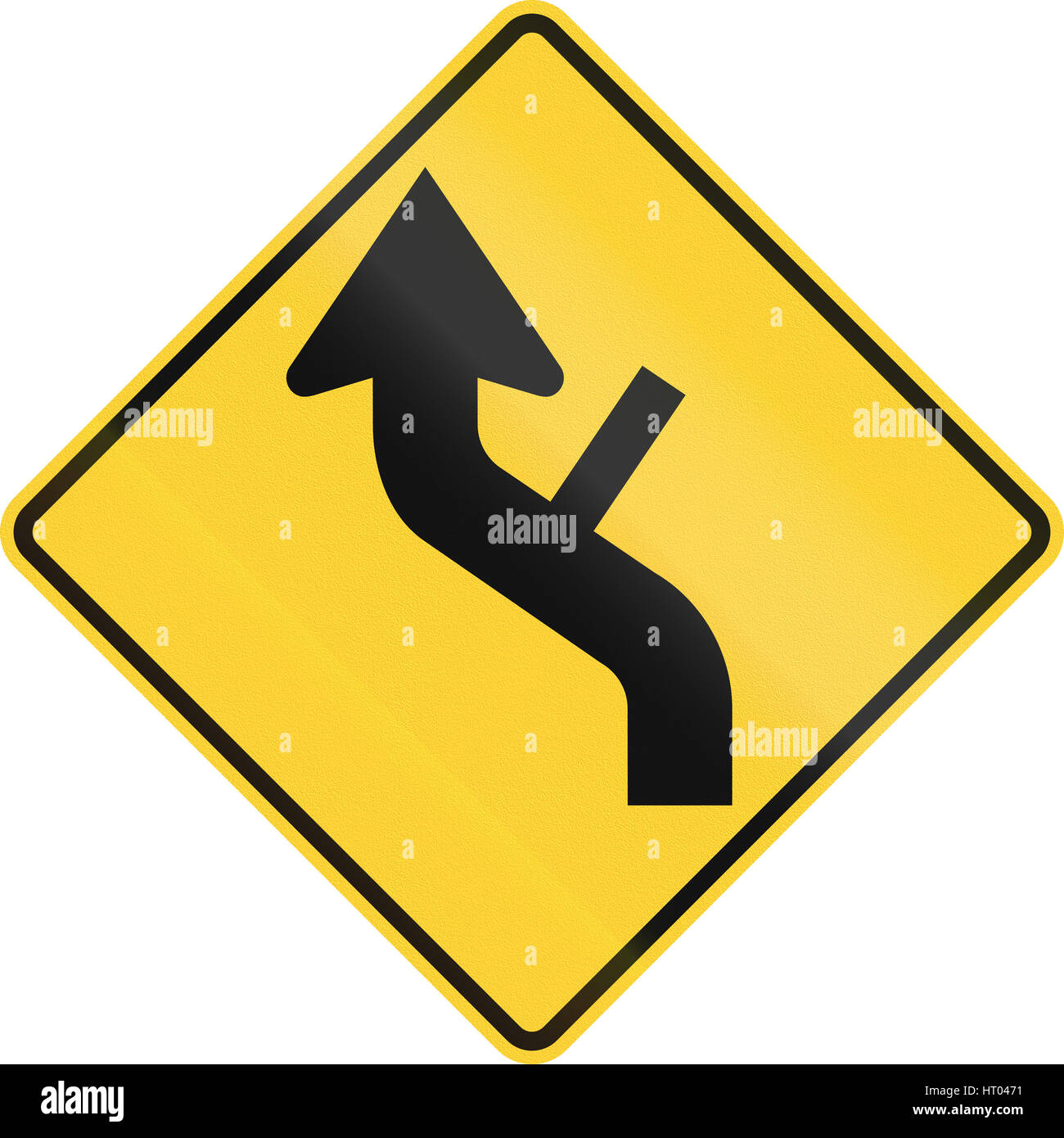 United States MUTCD warning road sign - Intersection in curve Stock ...