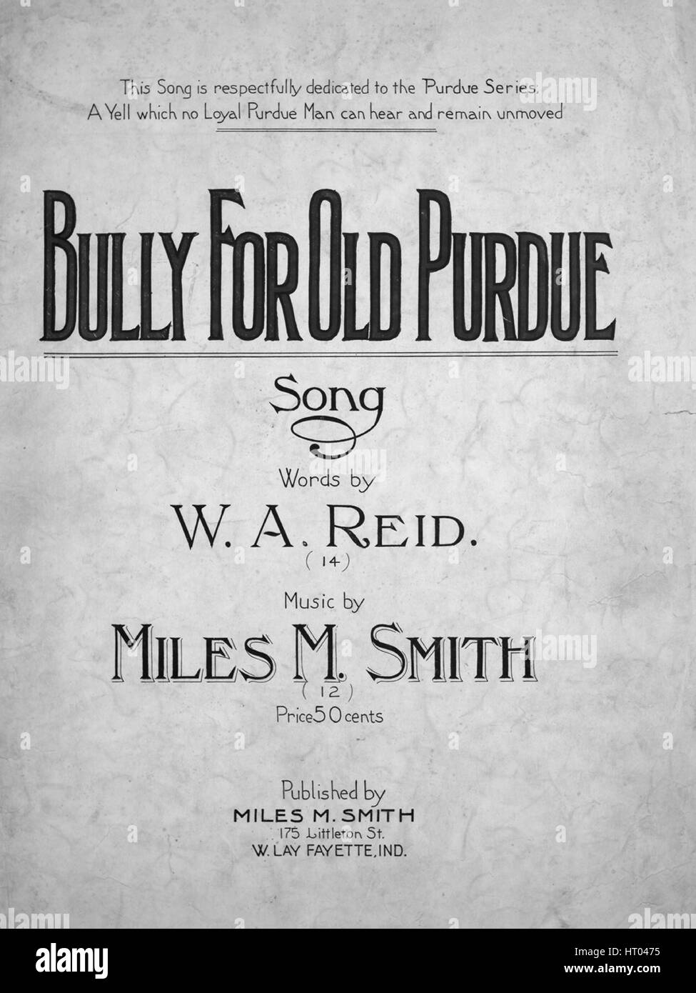 Sheet music cover image of the song 'Bully For Old Purdue Song', with ...