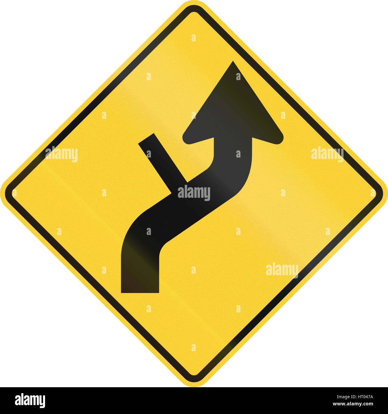 United States MUTCD warning road sign - Intersection in curve Stock ...