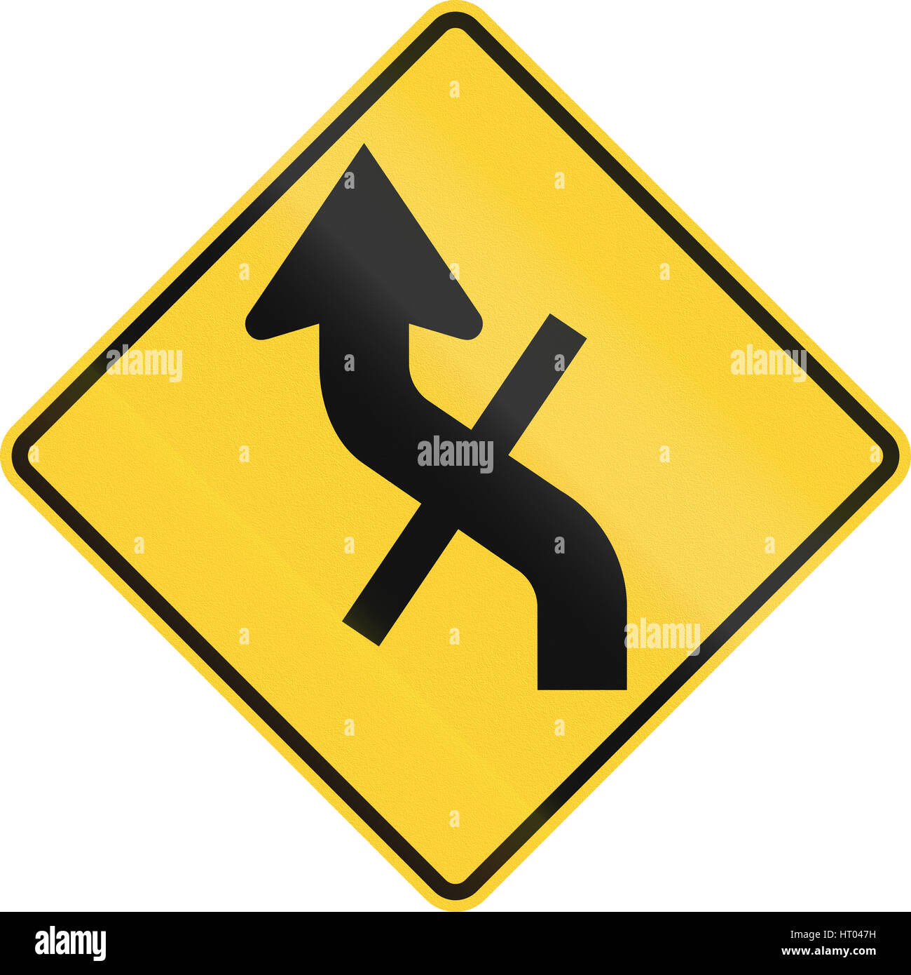 United States MUTCD warning road sign - Intersection in curve Stock ...