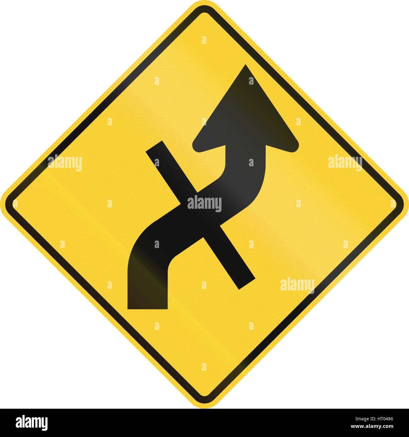 United States MUTCD warning road sign - Intersection in curve Stock ...