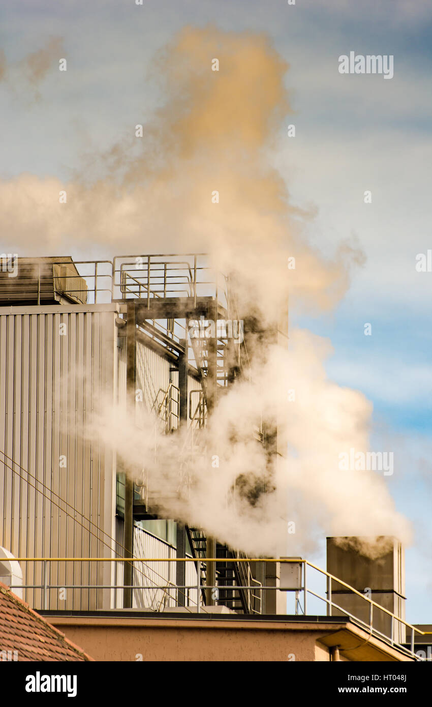 Old Factory Building With Smoke Stacks