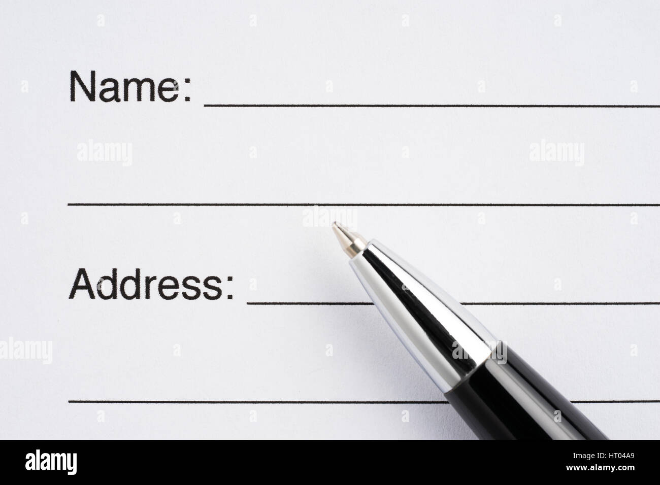 Name and address in an order form Stock Photo - Alamy
