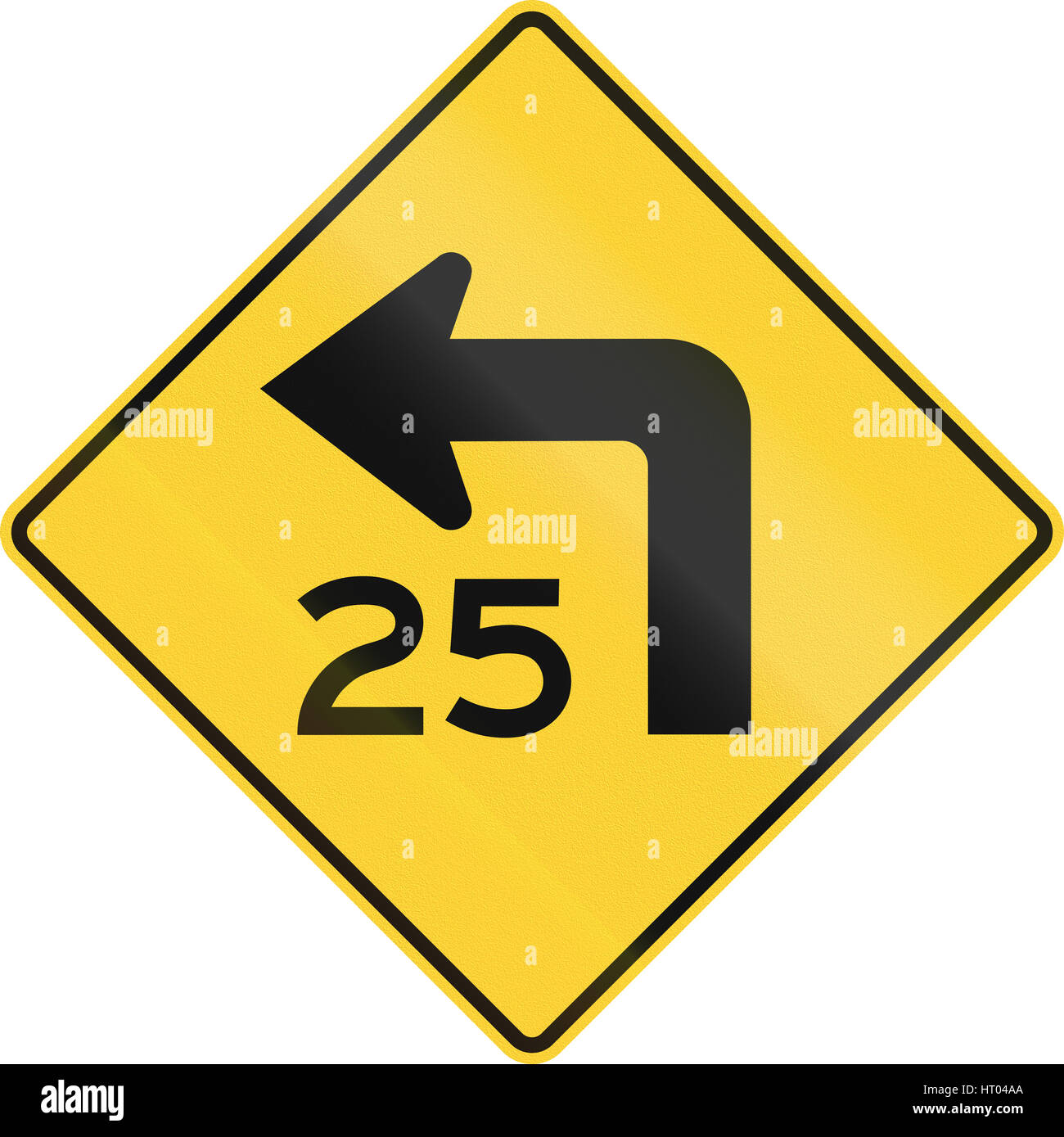 United States MUTCD road sign - Curve with advisory speed limit Stock ...