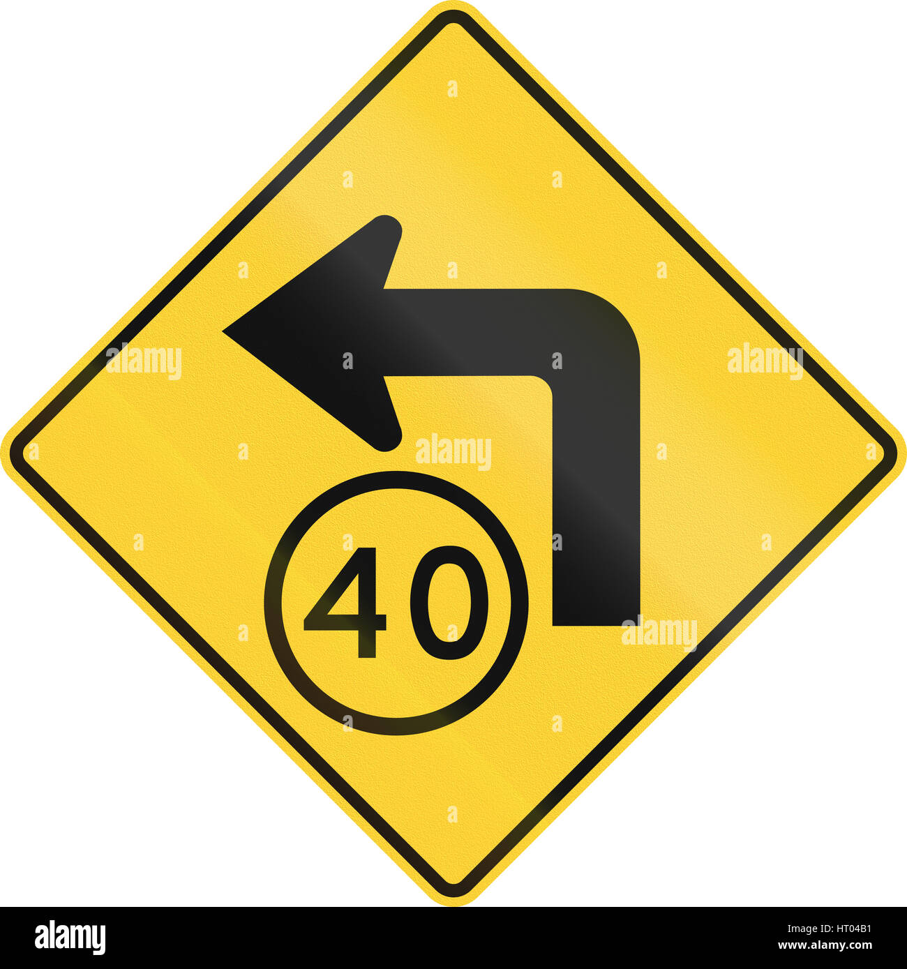 United States MUTCD road sign - Curve with advisory speed limit Stock ...