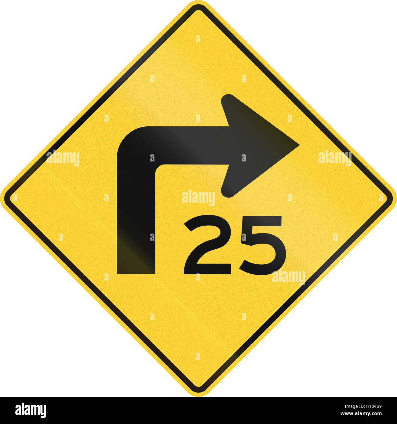 United States MUTCD road sign - Curve with advisory speed limit Stock ...