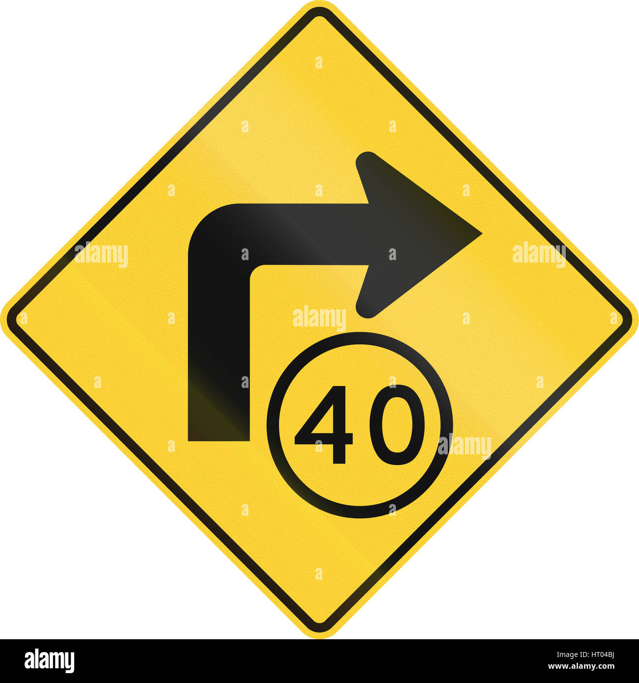 Turn with advisory speed sign hi-res stock photography and images - Alamy