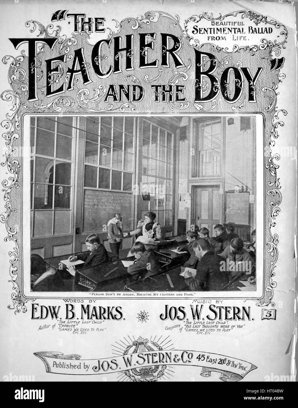 Sheet music cover image of the song 'The Teacher and the Boy Beautiful ...