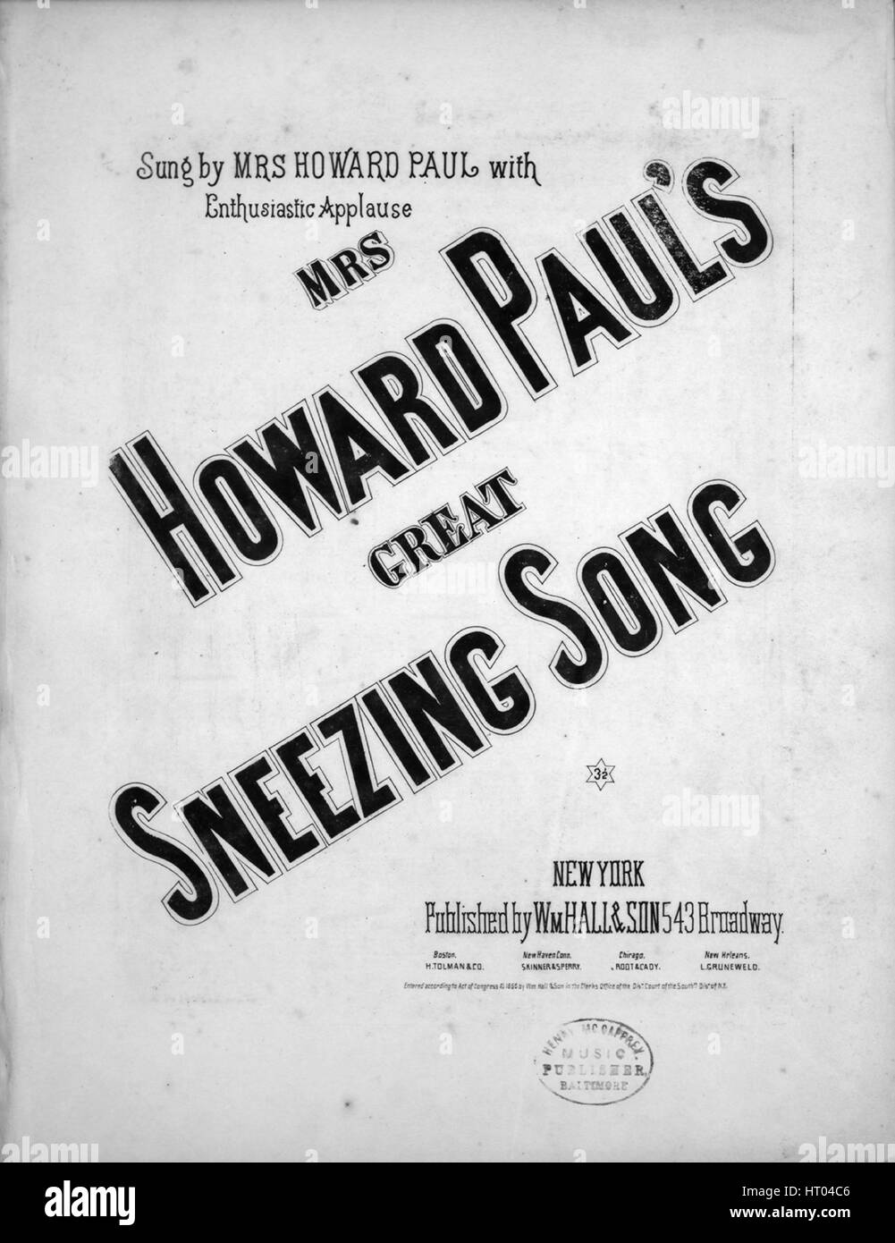 Sheet music cover image of the song 'Mrs Howard Paul's Great Sneezing ...