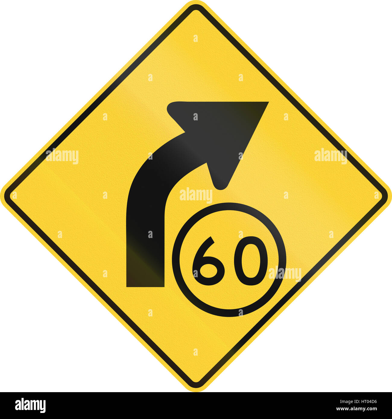 United States MUTCD road sign - Curve with advisory speed limit Stock ...