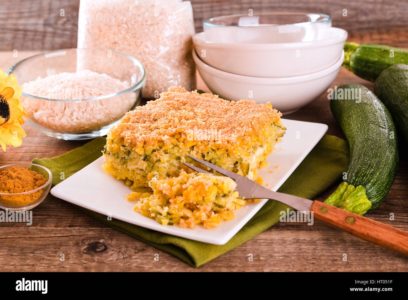 Rice timbale with zucchini Stock Photo - Alamy