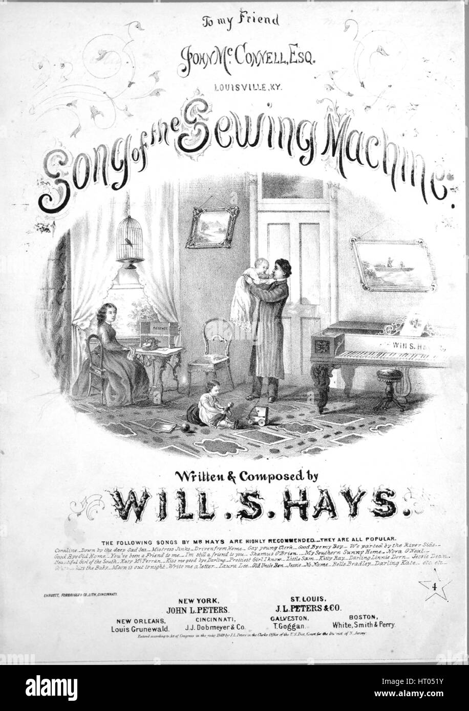 Sheet music cover image of the song 'Song of the Sewing Machine', with ...