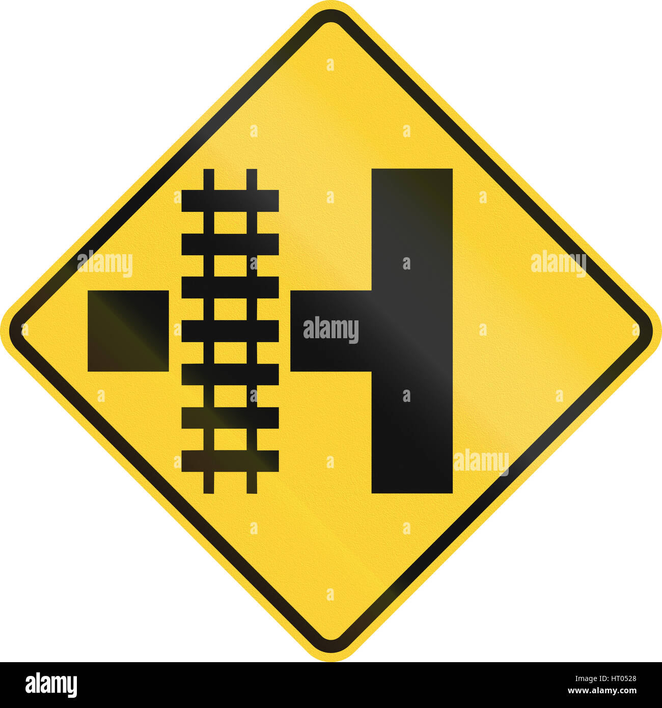 United States MUTCD road sign - Level crossing and intersection Stock ...