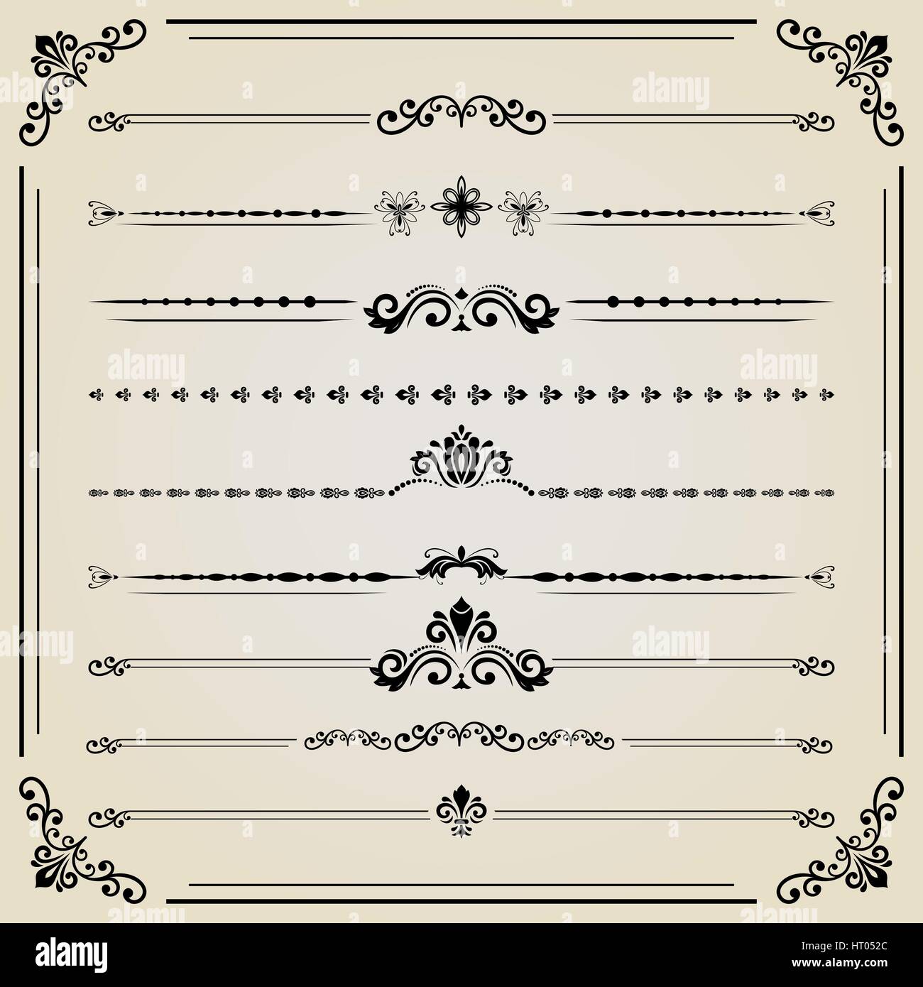 Vintage Set of ector Horizontal Elements Stock Vector Image & Art - Alamy