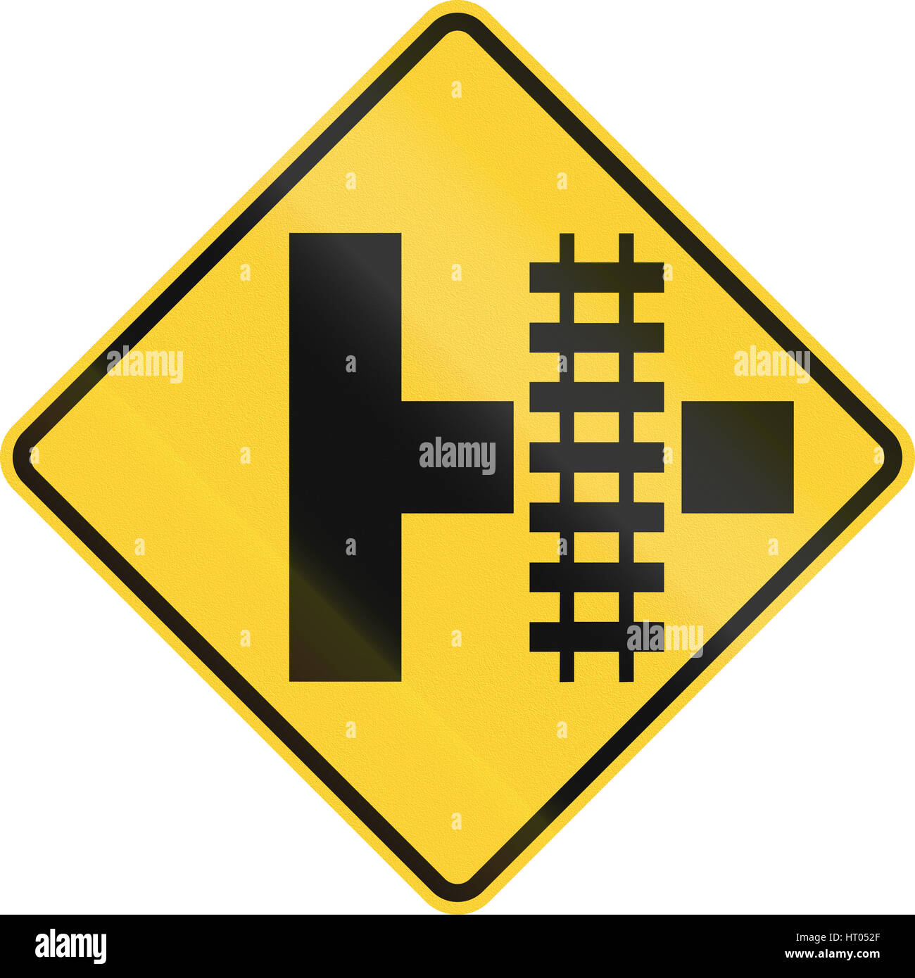 United States MUTCD road sign - Level crossing and intersection Stock ...