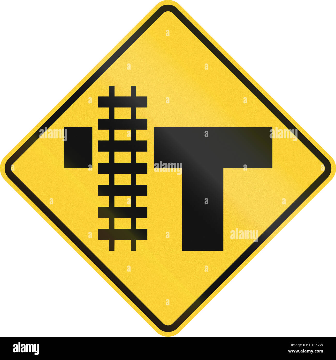 United States MUTCD road sign - Level crossing and intersection Stock ...