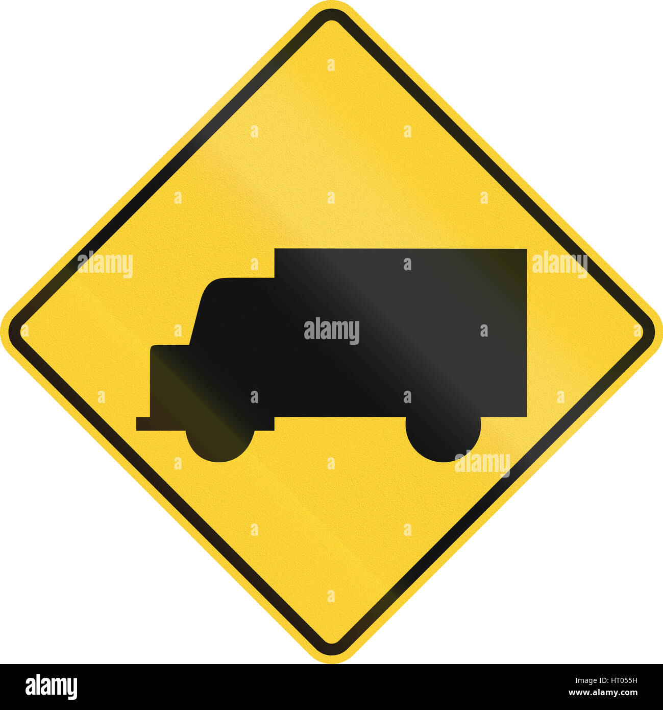 United States MUTCD warning road sign - Trucks Stock Photo - Alamy