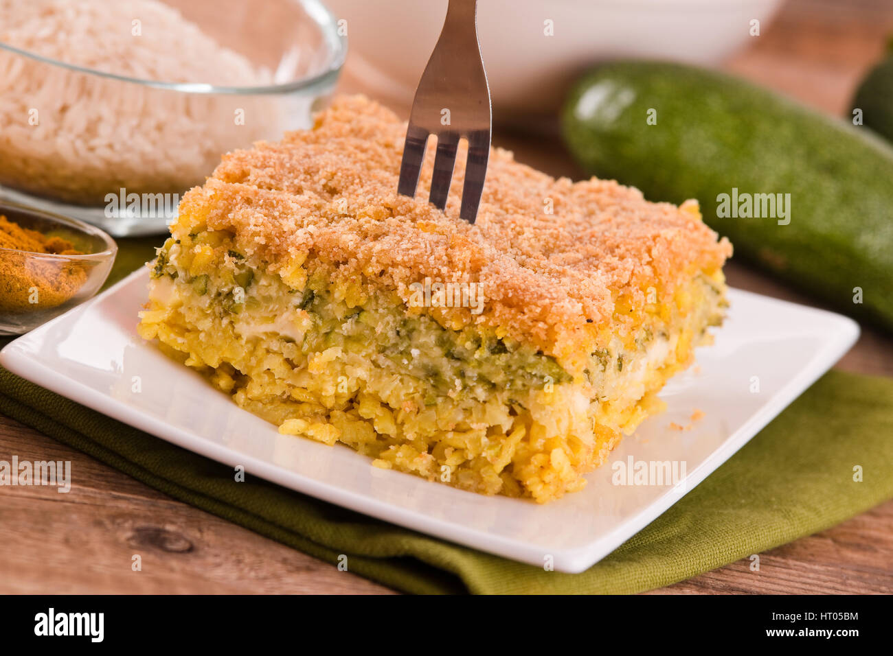 Rice timbale with zucchini Stock Photo - Alamy