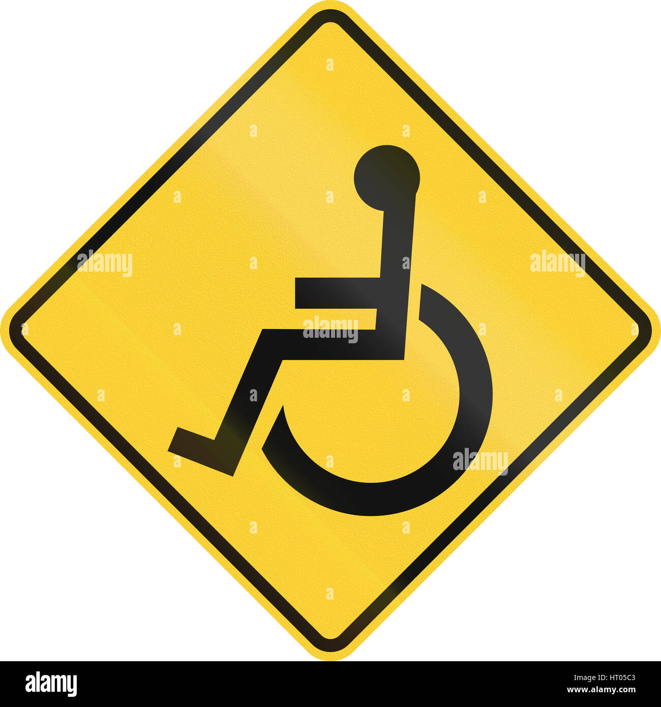Disabled persons warning road sign used in the US Stock Photo - Alamy