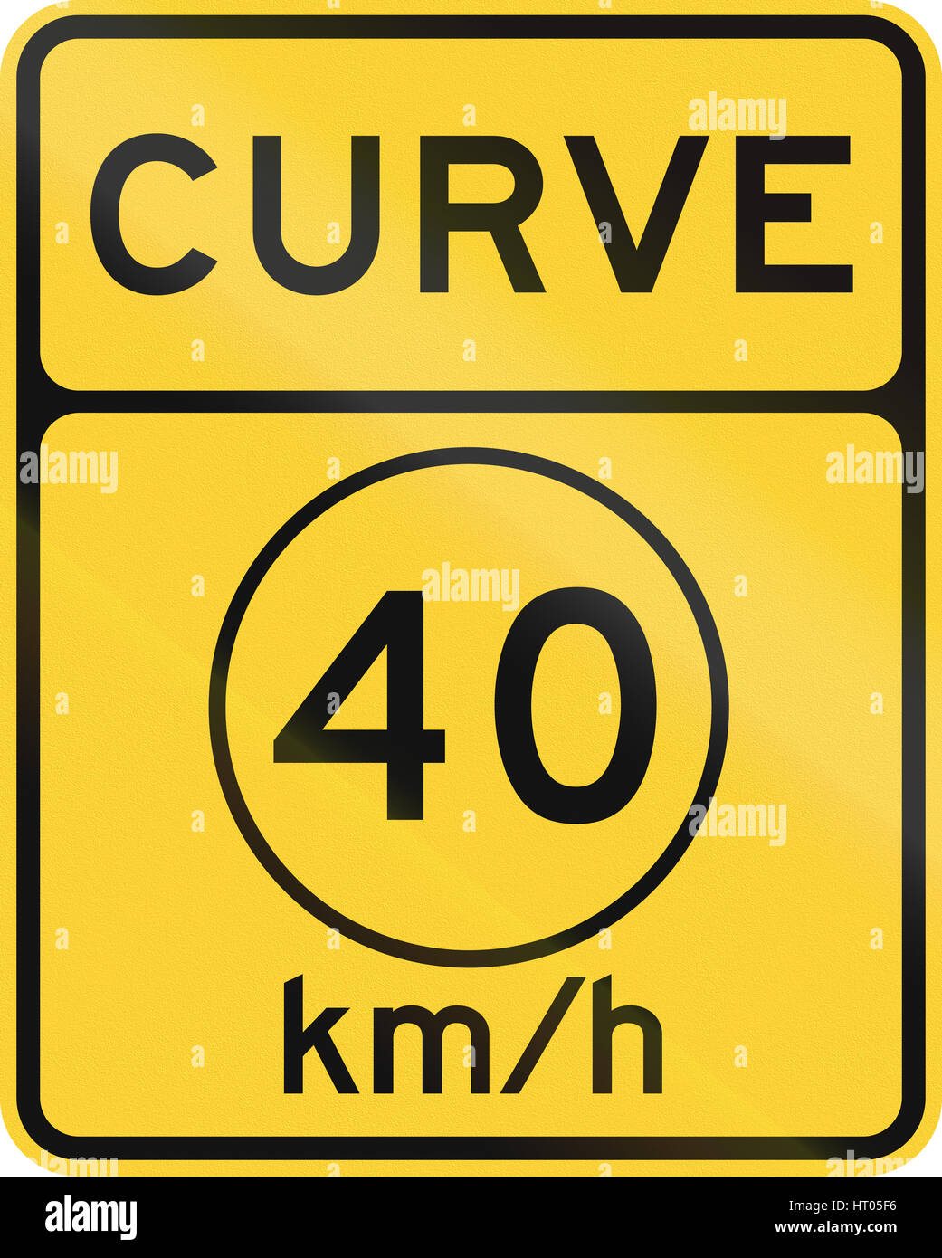 United States MUTCD road sign - Curve with advisory speed limit Stock ...