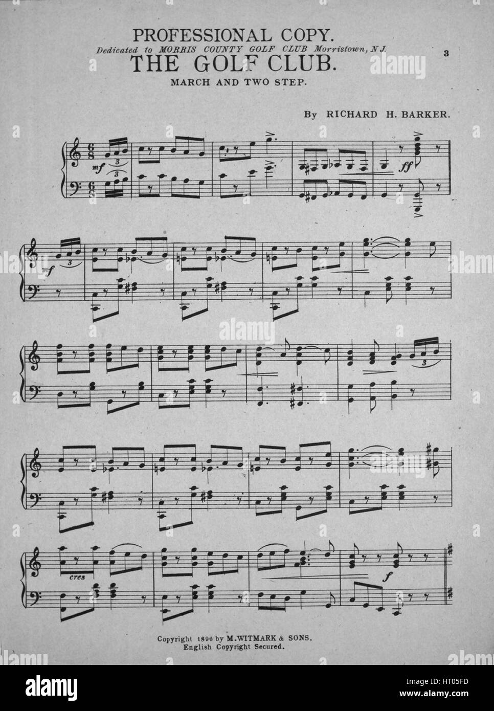 Sheet music cover image of the song 'The Golf Club Professional Copy ...