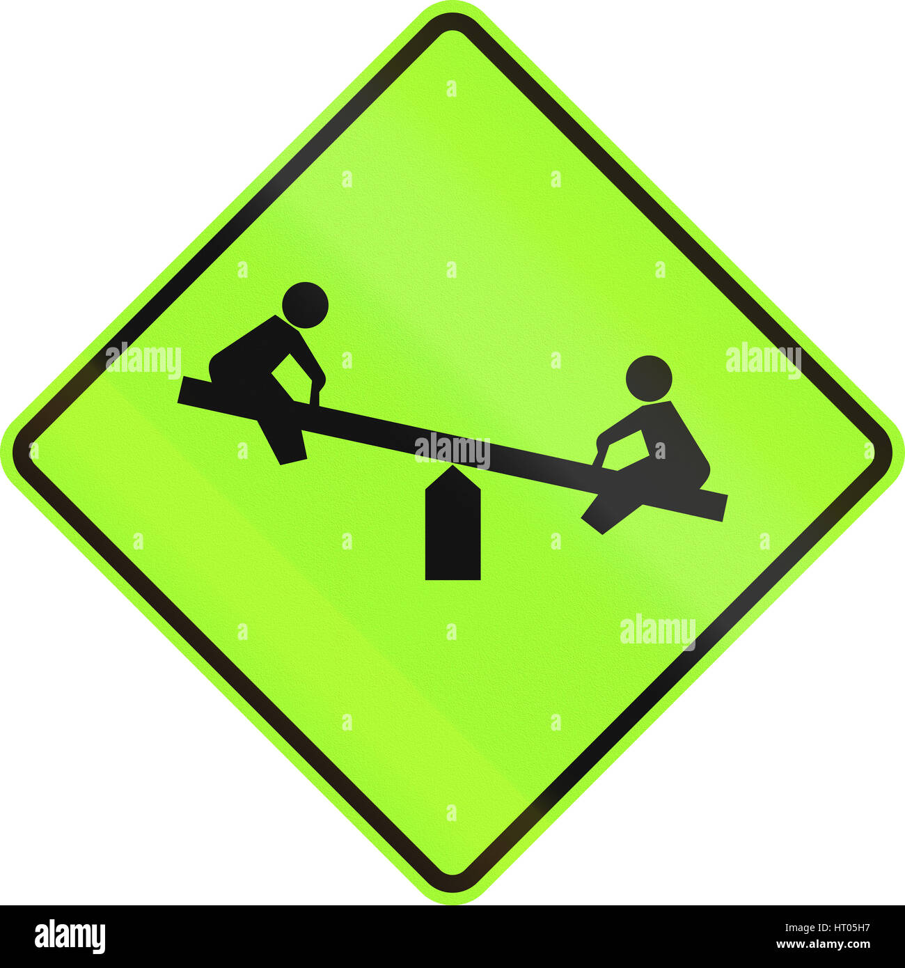United States MUTCD warning road sign - Playground Stock Photo - Alamy