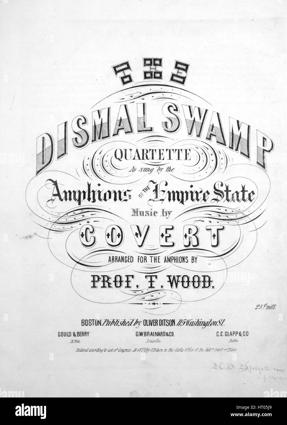 Sheet music cover image of the song 'The Dismal Swamp Quartette', with ...