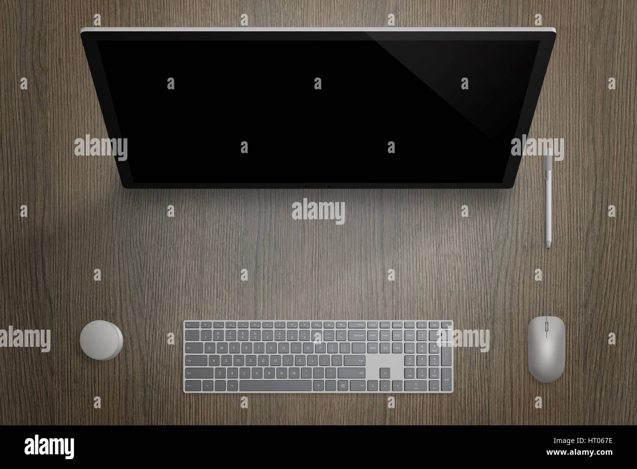 Modern computer touch display for designer. Top view scene with pen ...