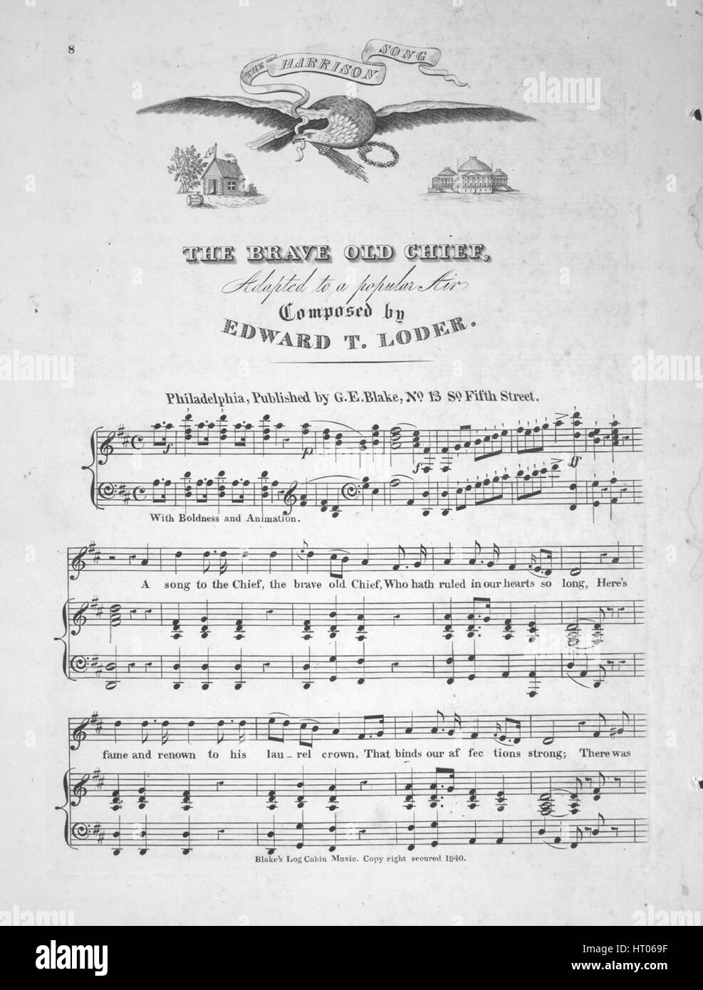 Sheet music cover image of the song 'The Brave Old Chief', with ...