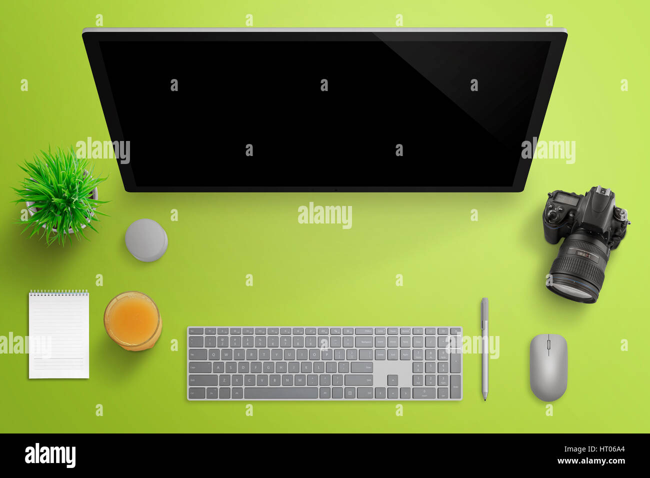 Photographer studio with big computer display. Modern surface studio ...