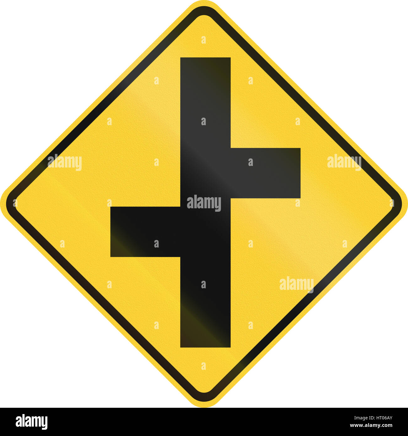 United States MUTCD warning road sign - Offset roads Stock Photo - Alamy