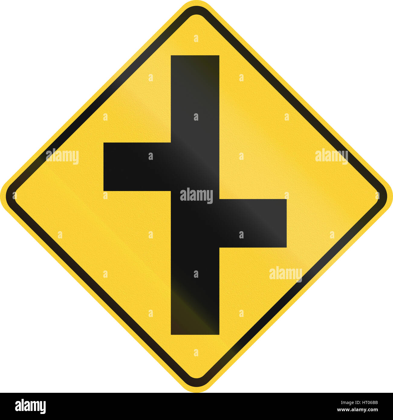 United States MUTCD warning road sign - Offset roads Stock Photo - Alamy
