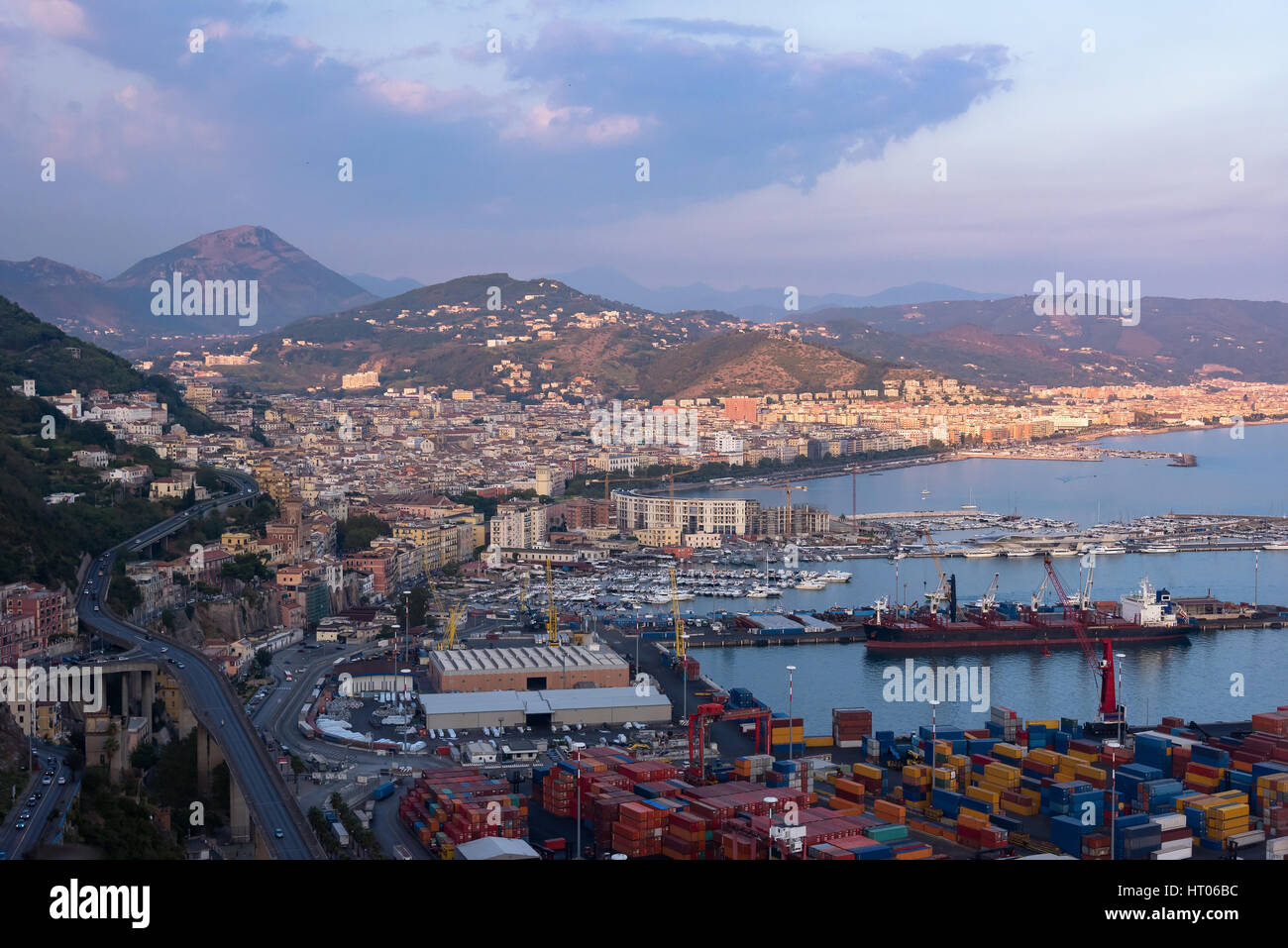 Aerial view of Salerno in Italy at sunset Stock Photo - Alamy
