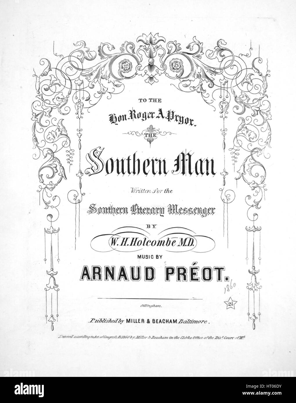 Sheet music cover image of the song 'The Southern Man', with original ...